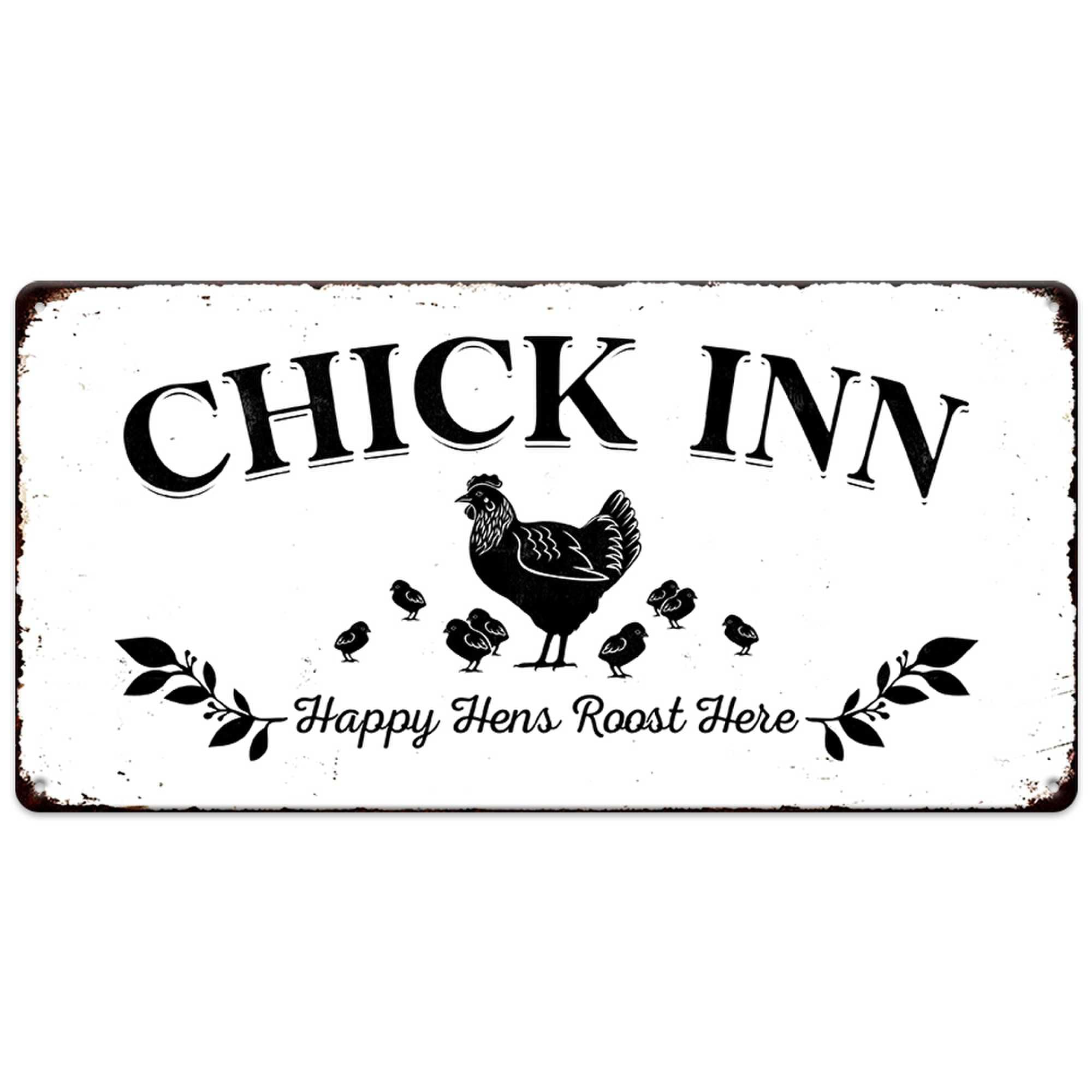 Amazon.com: Chick Inn Happy Hens Roost Here Metal Sign Funny ...