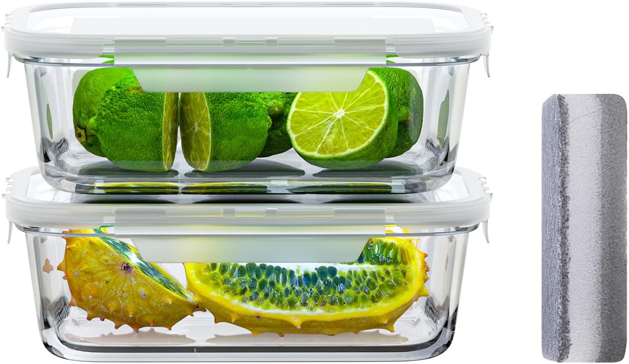 Innoteck Essentials 4pc Glass Storage Container Set with Snap Lock Lids ...