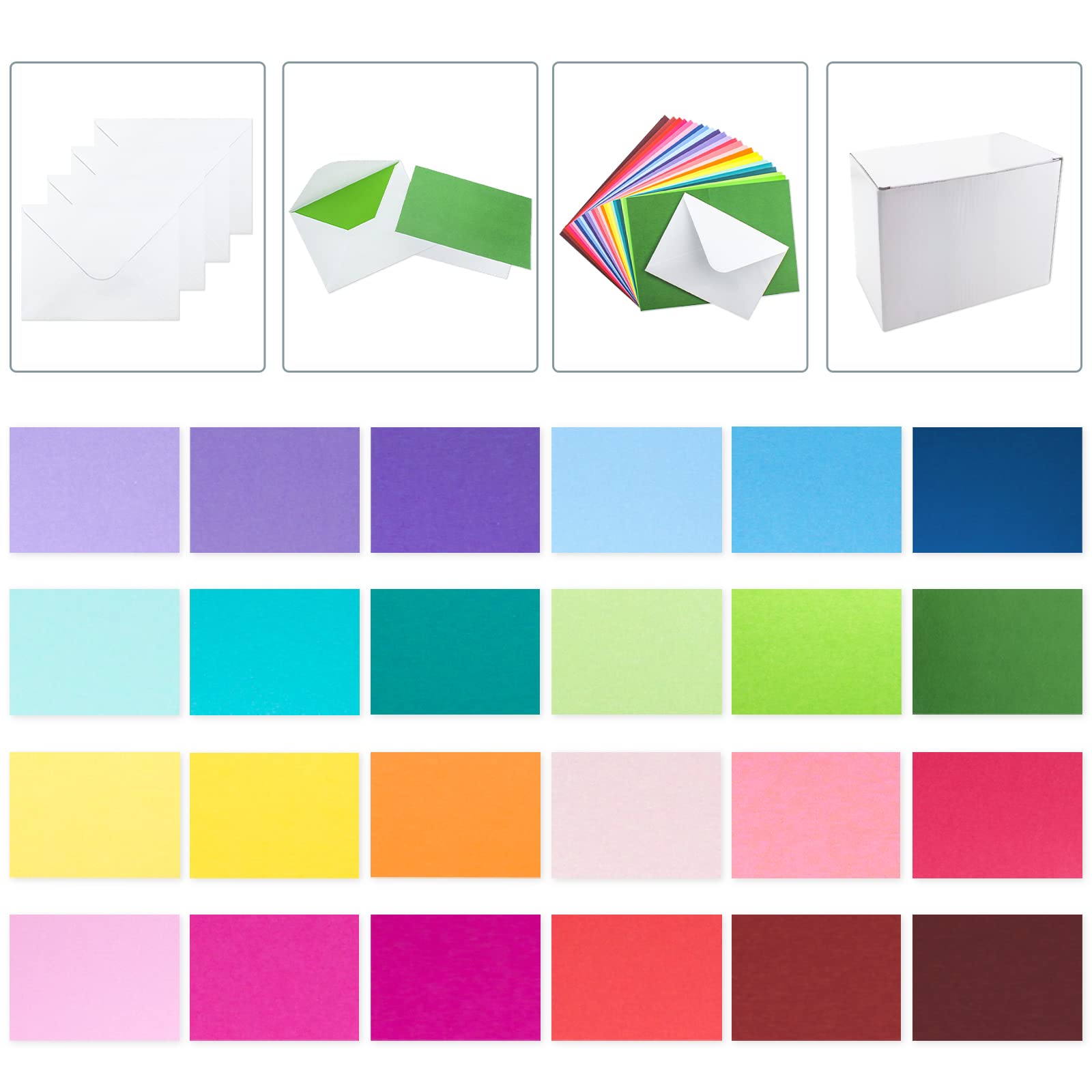Snapklik.com : 48 Pack Blank Folded Cards And Envelopes Colored Cards ...