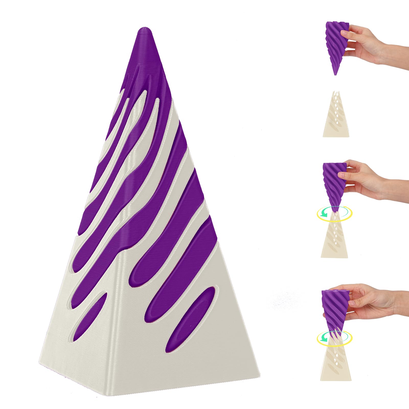 Buy Impossible Pyramid Passthrough Sculpture, 3D Printed Spiral Cone ...