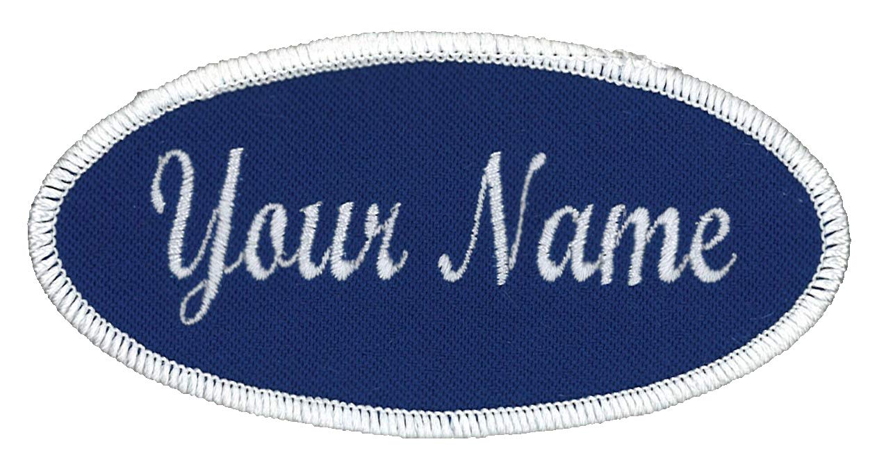 Amazon.com: Oval Name Patch Uniform Work Shirt Custom Embroidery, Royal ...