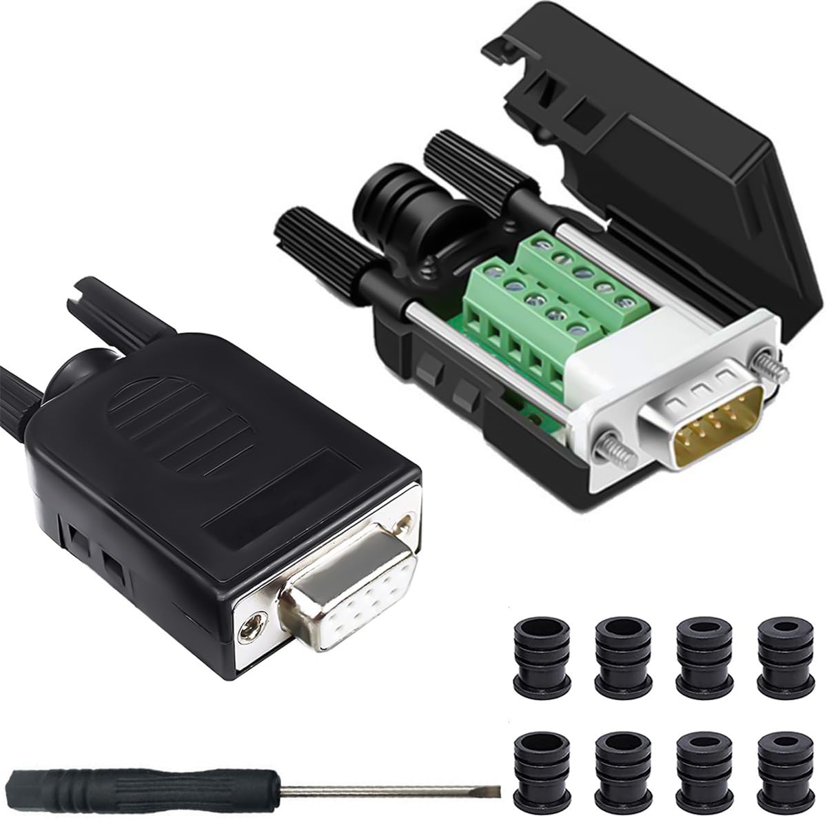 DAOKAI DB9 Breakout Connector to Wiring Solderless Terminal, 9pin RS232 ...