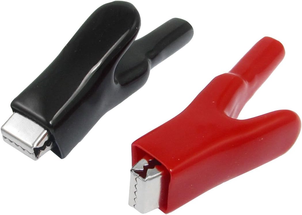 uxcell 2 Pieces Red Black 95mm Insulated Battery Clips Test Clamps 100A ...
