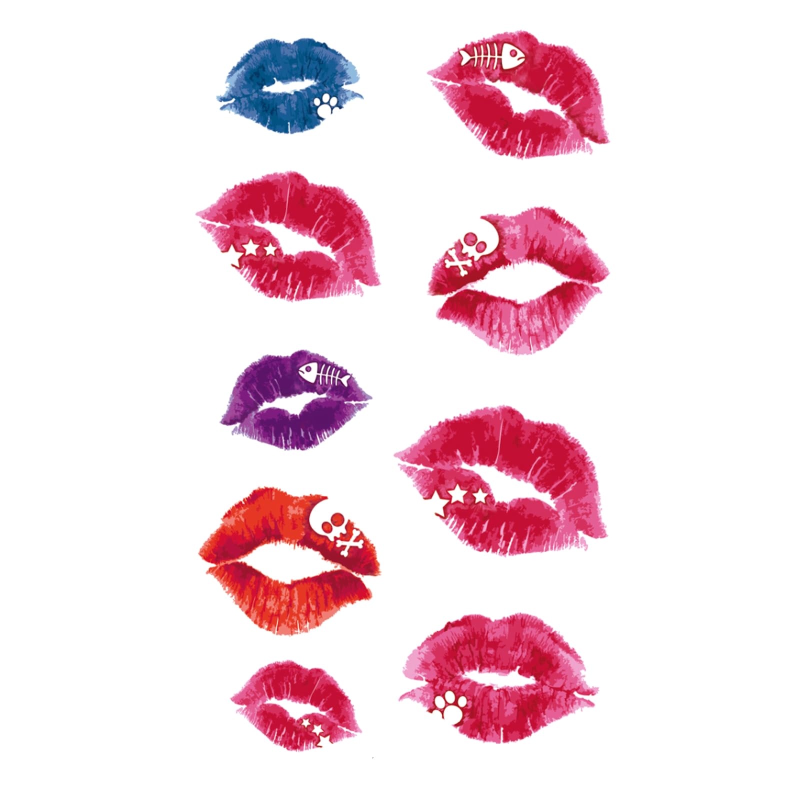 Snapklik.com : 2 Pcs Temporary Tattoos Red Lips Waterproof Sticker For ...