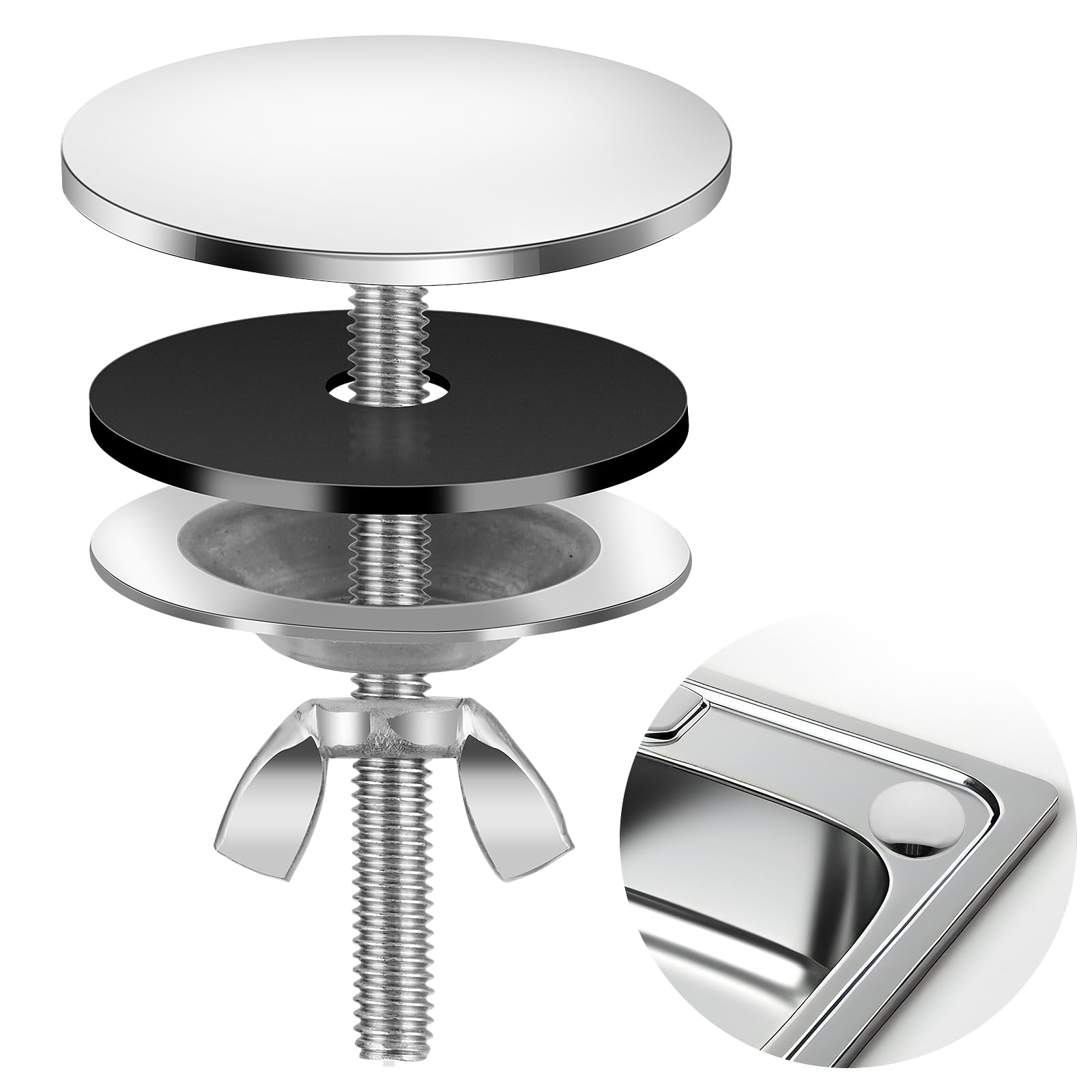 DSLSQD Sink Hole Cover, Stainless Steel Sink Plug Hole Cover Kitchen ...