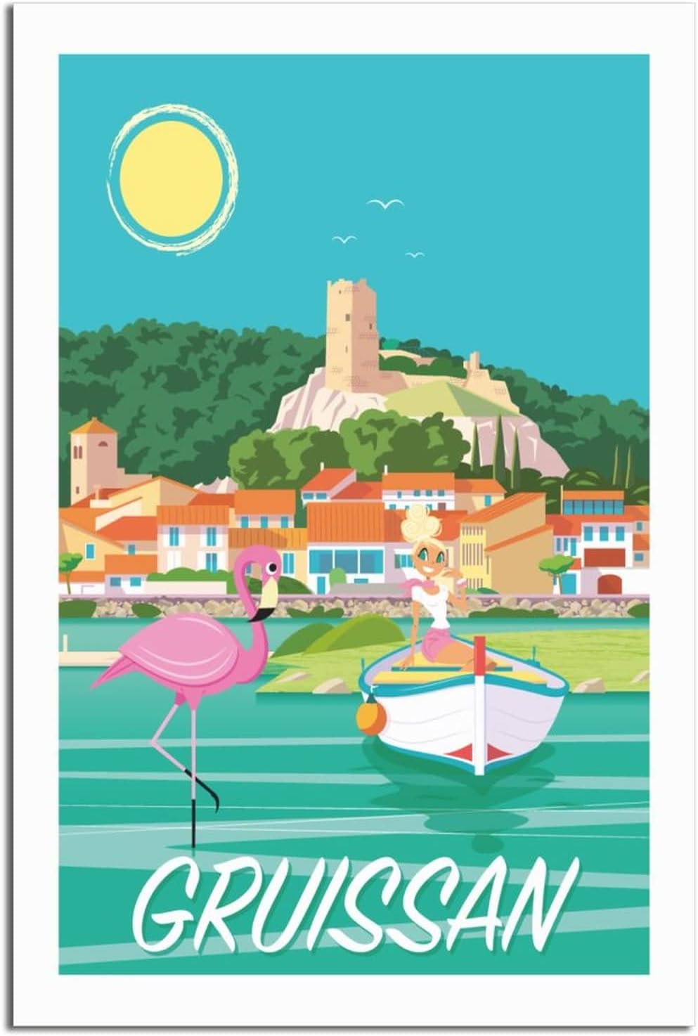 RONGCHENG Gruissan France Poster de voyage vintage sur toile Motif ...