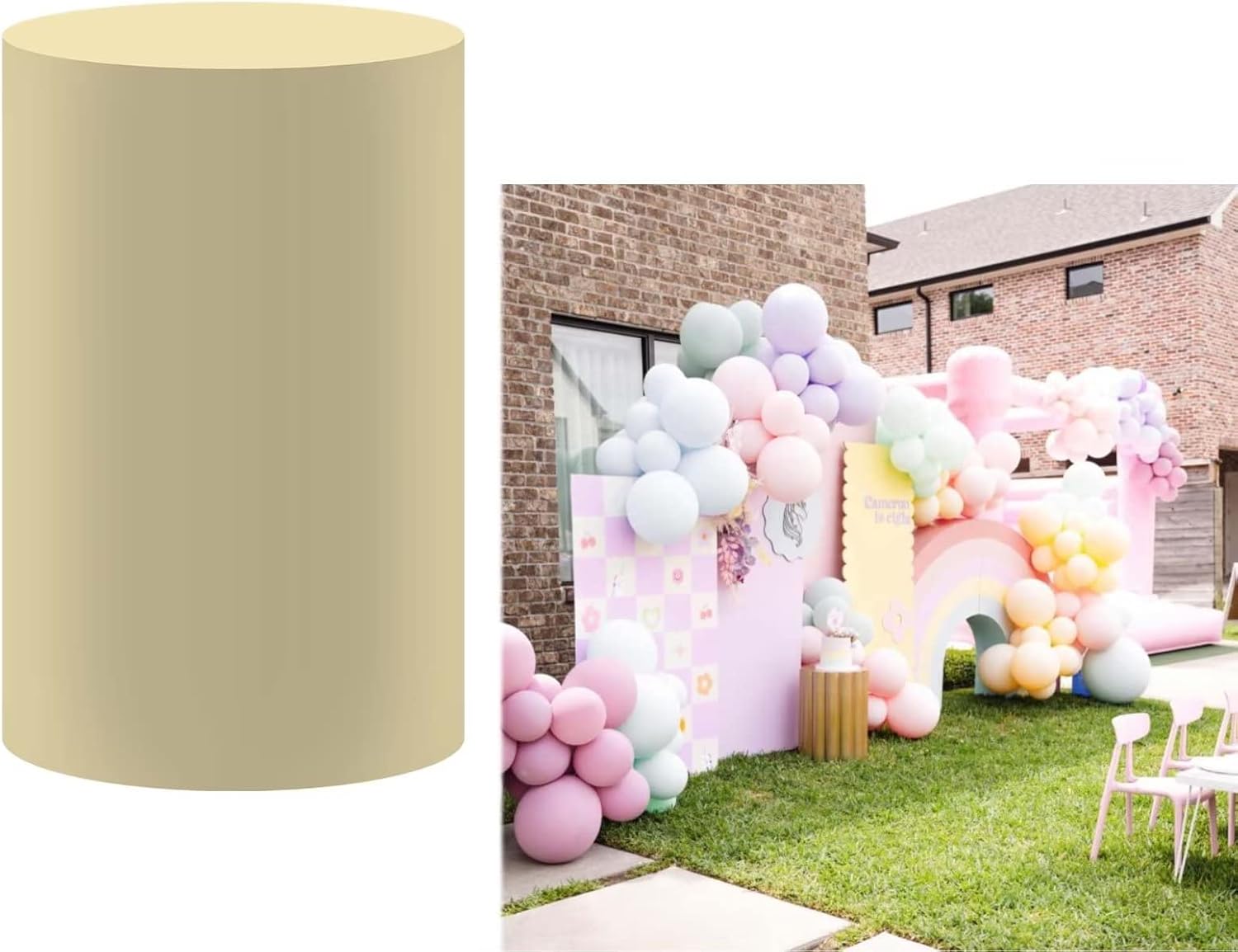 Amazon.com: ittsmnt Solid Cream Yellow Round Pedestal Covers for ...