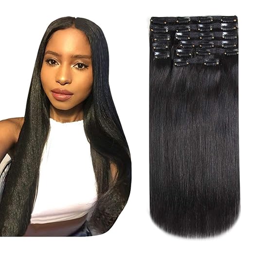 Amazon.com : HEESAGA Clip in Real Human Hair Extensions, 14 Inch 120 ...