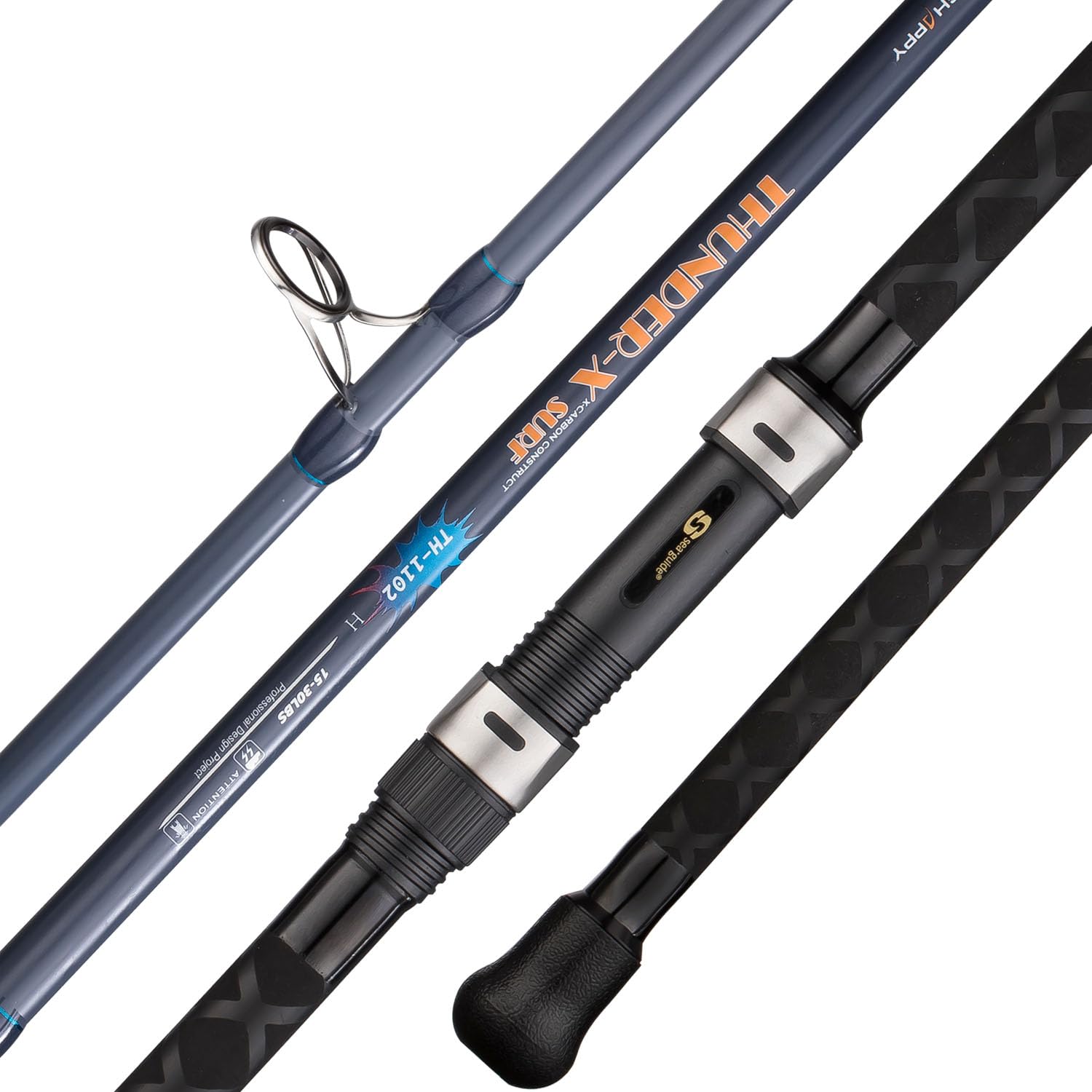 FISHAPPY Surf Rod Graphite Surf Spinning Fishing Rod with Seaguide Reel ...
