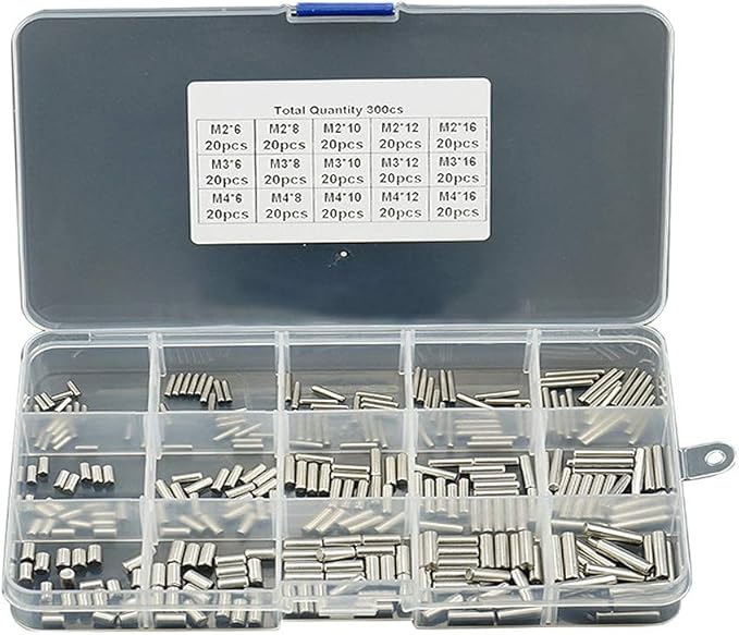 XIZONLIN 300 Stück M2 M3 M4 Zylinderstifte Edelstahl Zylinderstift ...