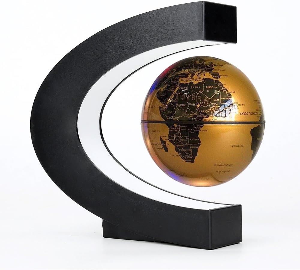 Amazon.com: Floating Globe with Colored LED Lights C Shape Anti Gravity ...