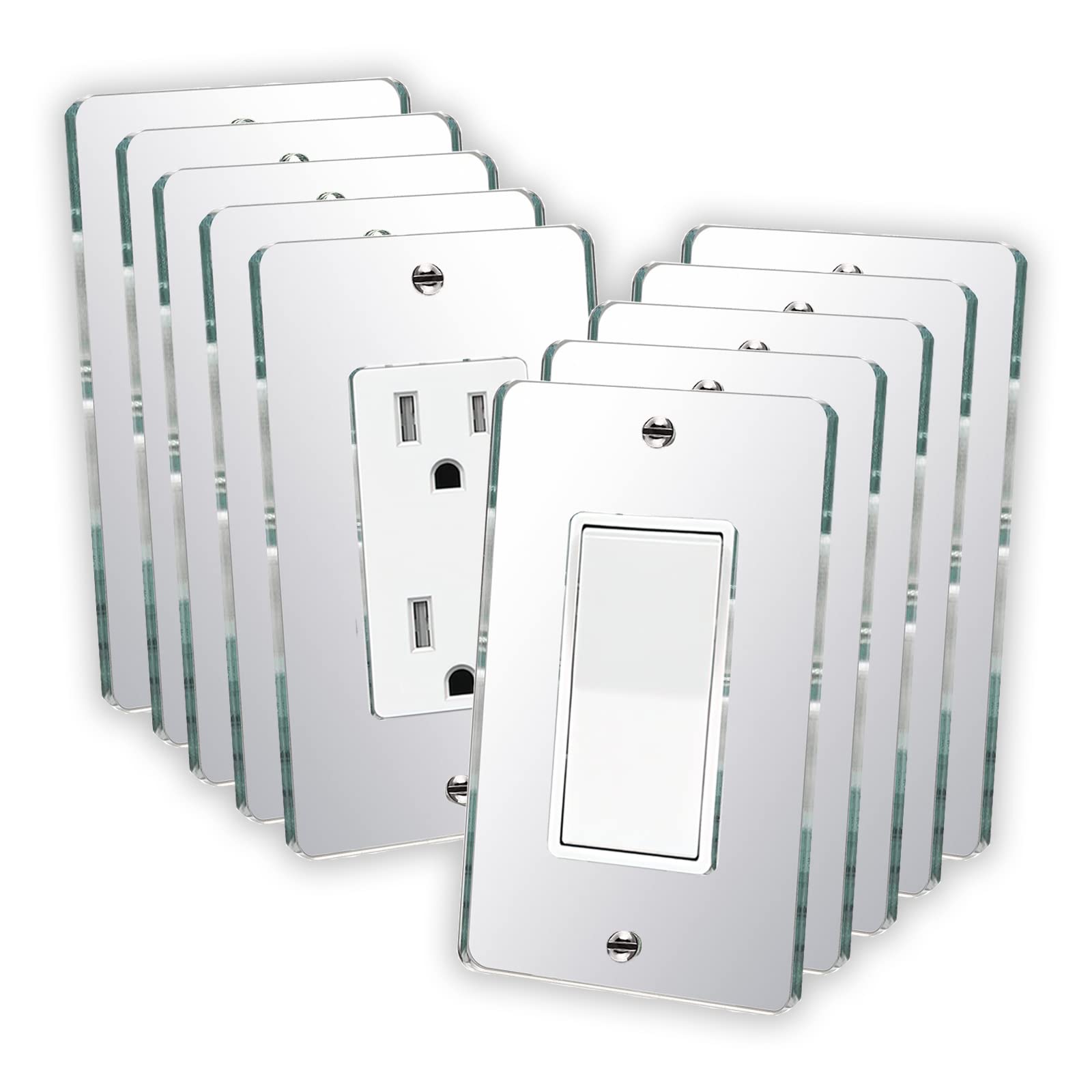 10PC Mirror Light Switch Plates Single Rocker 4.72" X 2.91" Switch ...