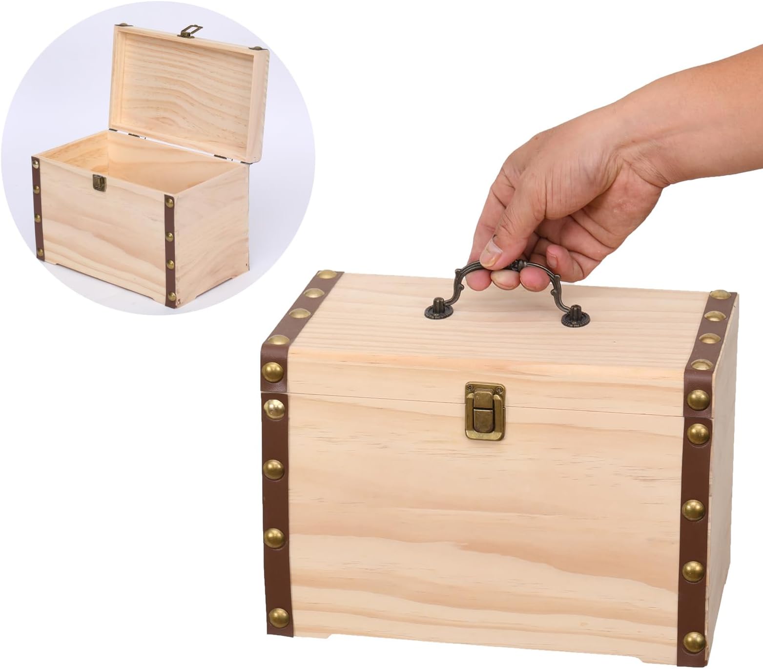 Amazon.com: FDHUIJIA Large Wooden Storage Box with Hinged Lid |11"x6.7 ...