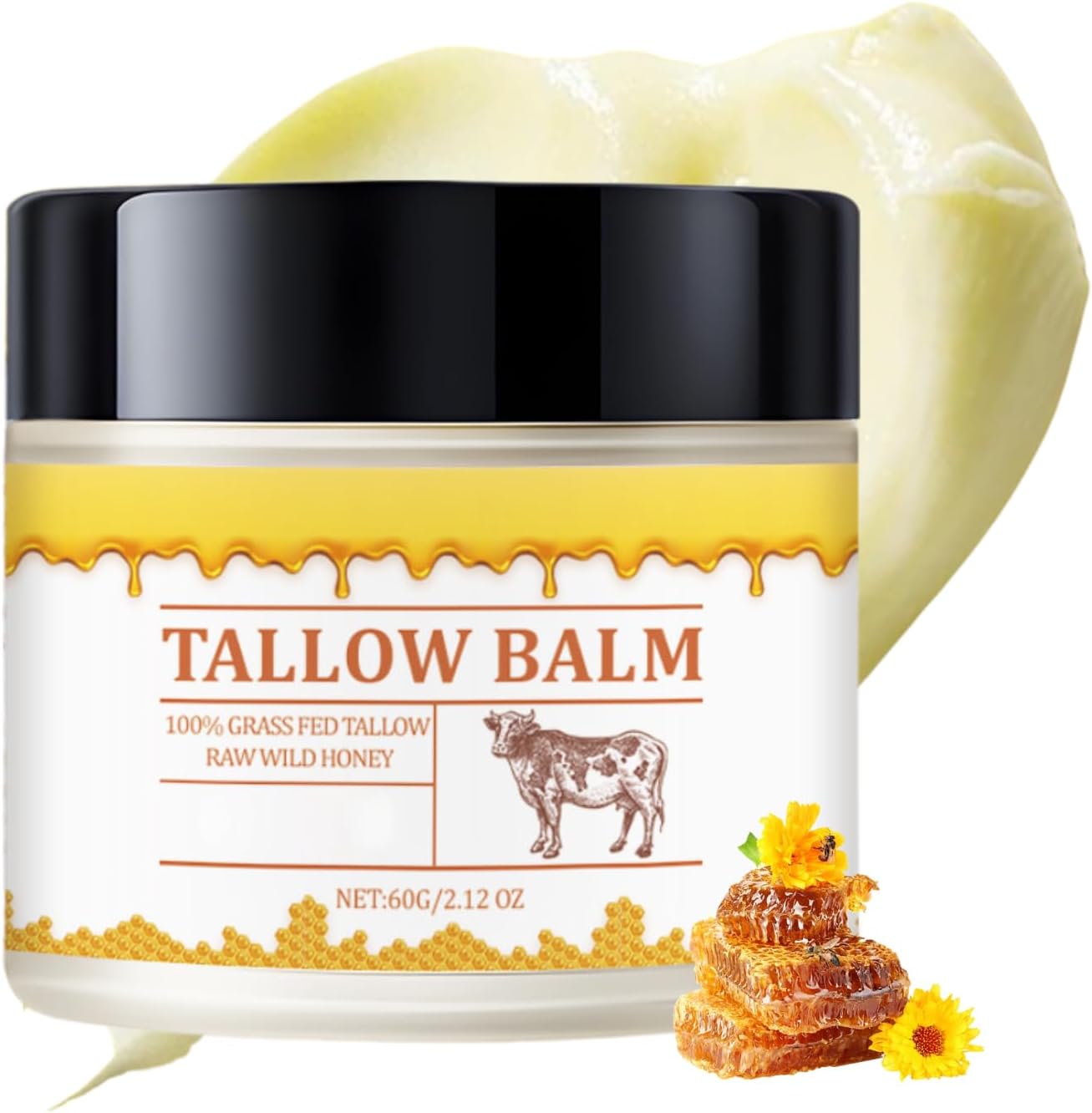 Amazon.com: Evolvique Tallow and Honey Balm - Beef Tallow for Skin ...