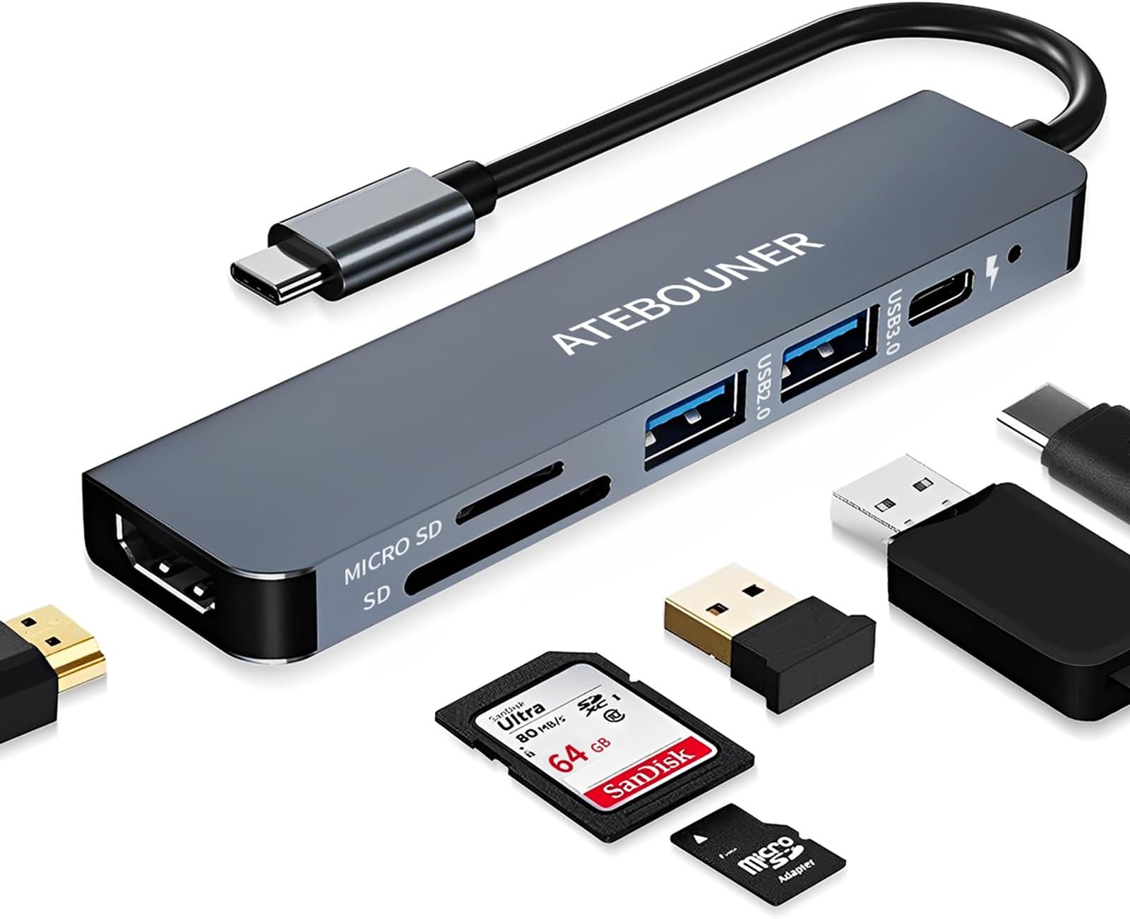 Amazon.com: MacBook USB-C Hub Adapter - Multiport Docking Station With ...