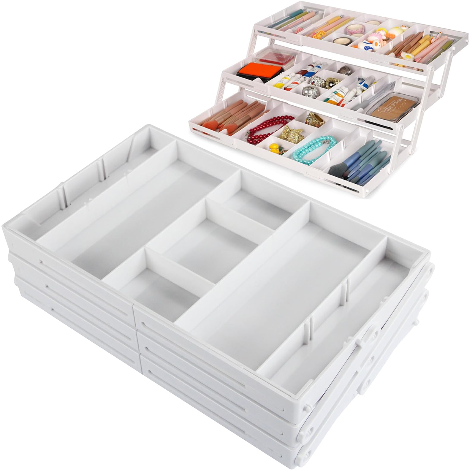 Snapklik.com : 2/3 Tier Smart Collapsible Drawer Organizer,Multi Level ...