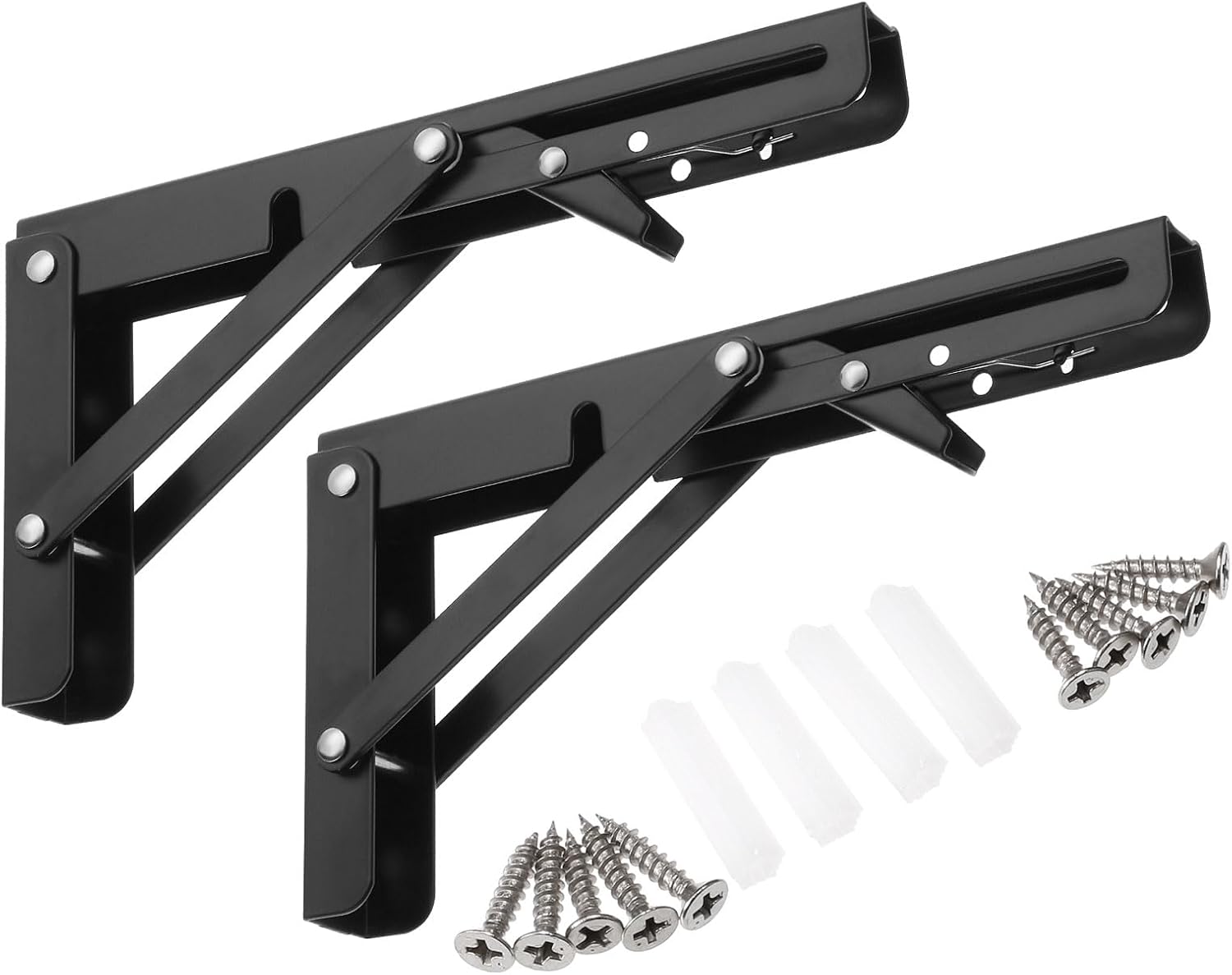 Amazon.com: uxcell 2 Pcs Folding Shelf Brackets, 8 Inch Iron ...