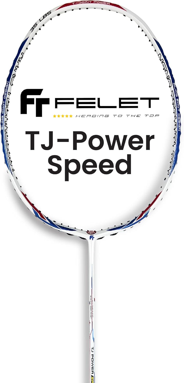 Amazon.com : FELET TJ Power-Speed (White Blue) Badminton Racket [Free ...