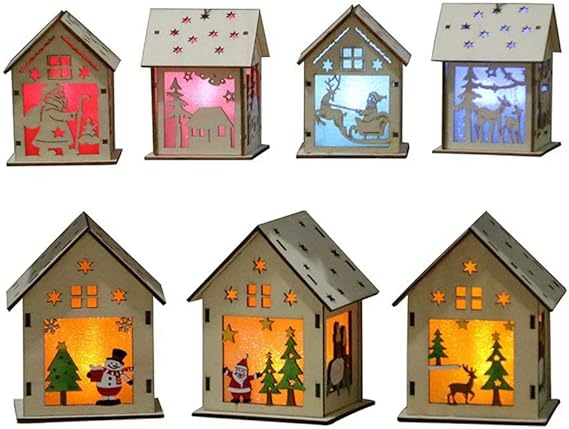 Amazon.com: Wood Craft Kits Unfinished Small Houses 3D Cutting Wooden ...