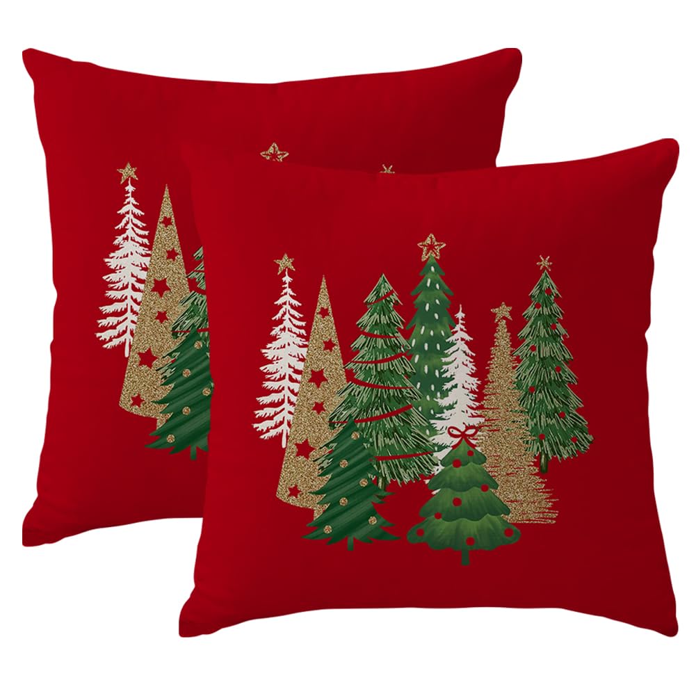 Amazon.com: RABUSOFA Christmas Pillow Covers 16x16 Inch Tree Christmas ...