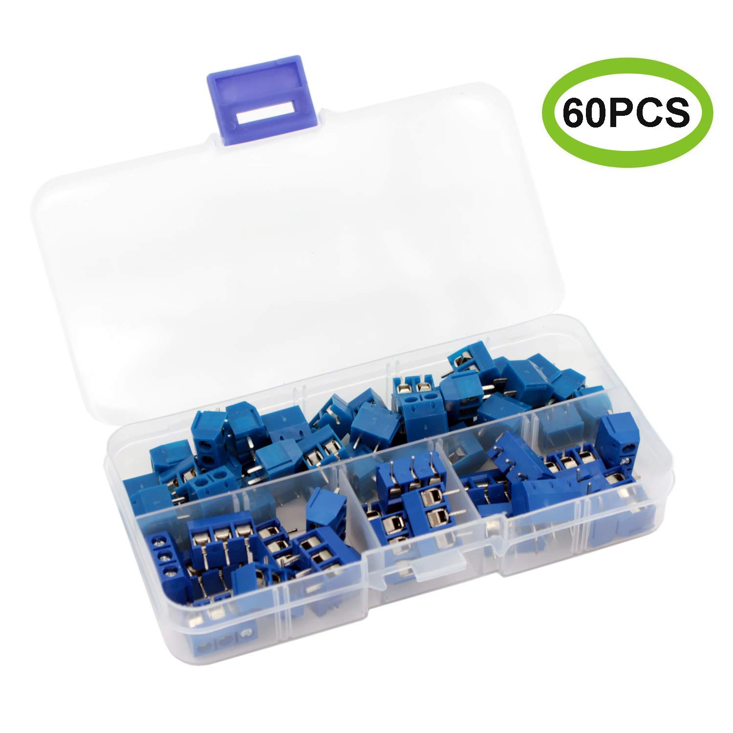 Buy PoiLee 60pcs 5mm Pitch KF301-2P 3P Pin PCB Screw Terminal Block ...