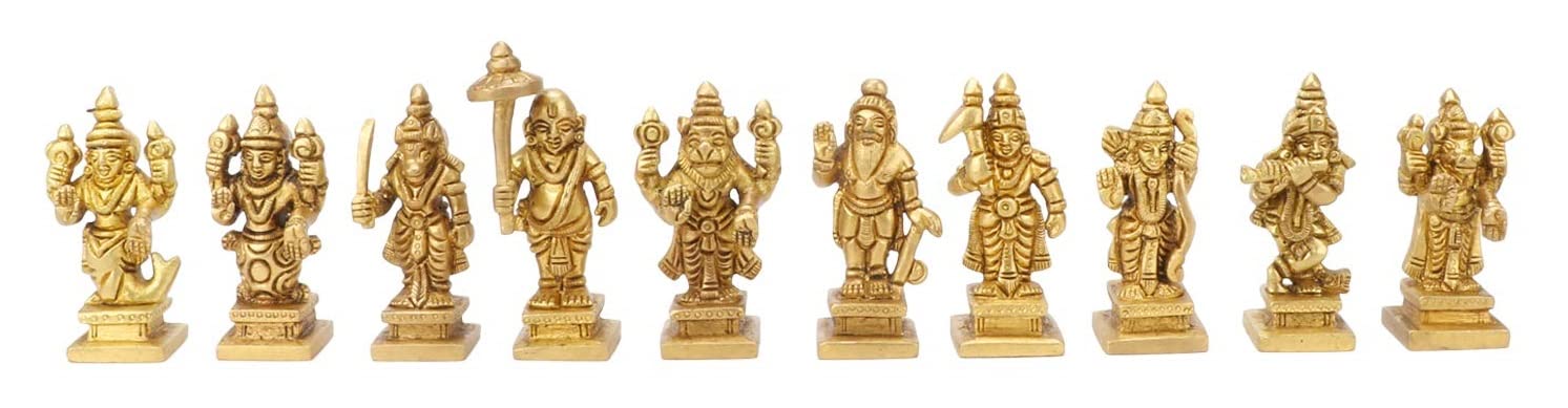 Buy Kartique Dasavatharam of Lord Vishnu Statues in Brass Ten ...