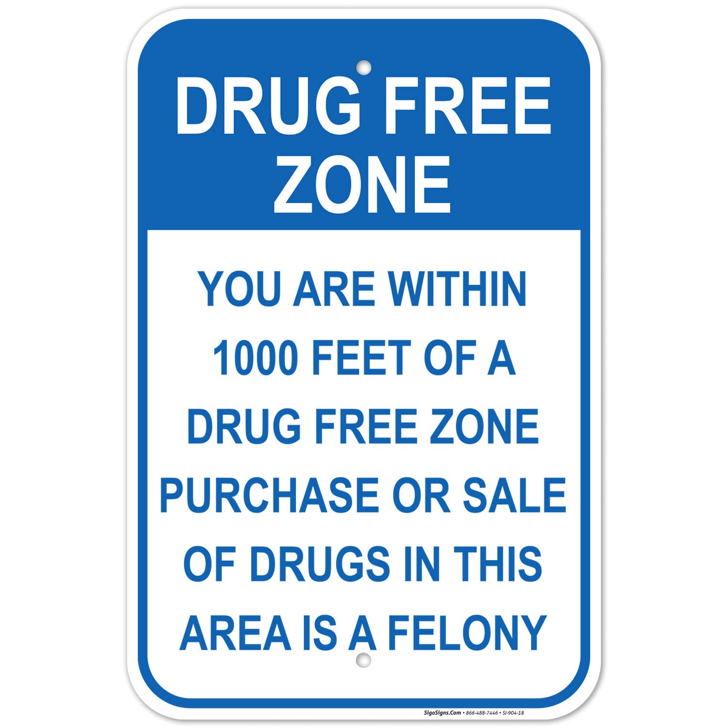 Snapklik.com : Drug-Free Zone Sign, 12x18 Inches, Rust Free .063 ...