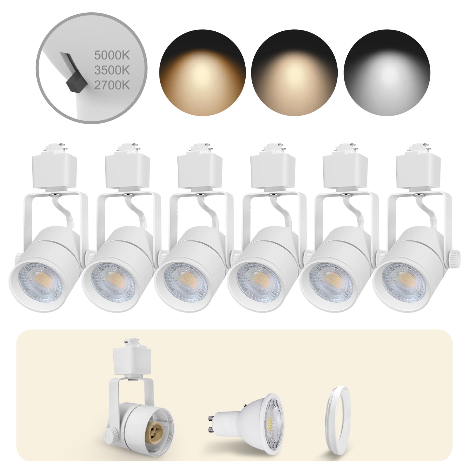Arcfox 3 Color Bulb Replaceable H Type Track Lighting Heads, MR16 GU10 ...