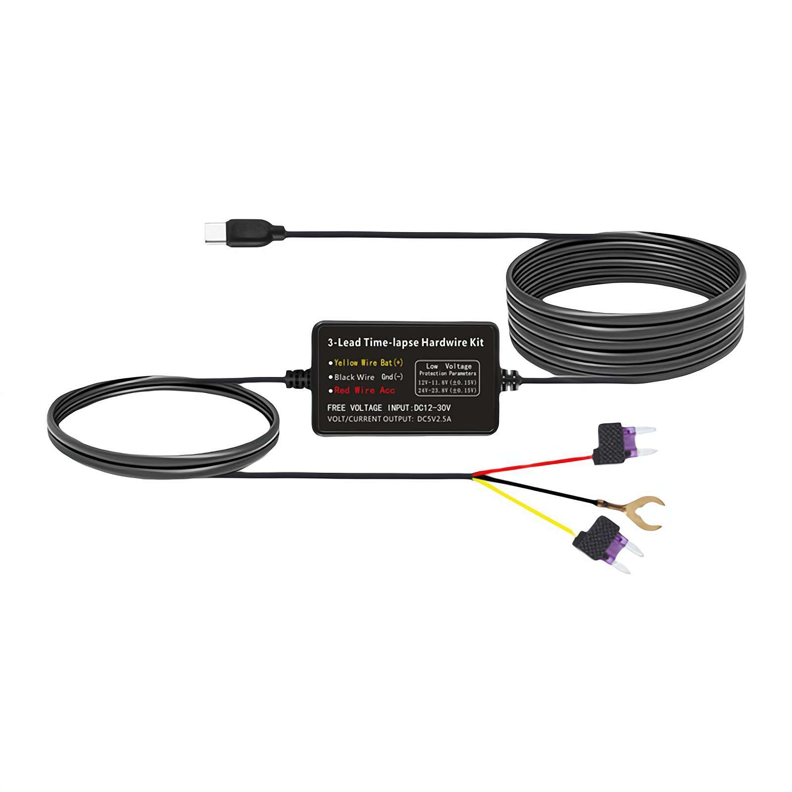 Amazon.com: Dash Cam Acc Hardwire Kit, Recording Converts 12V-24V to 5V ...