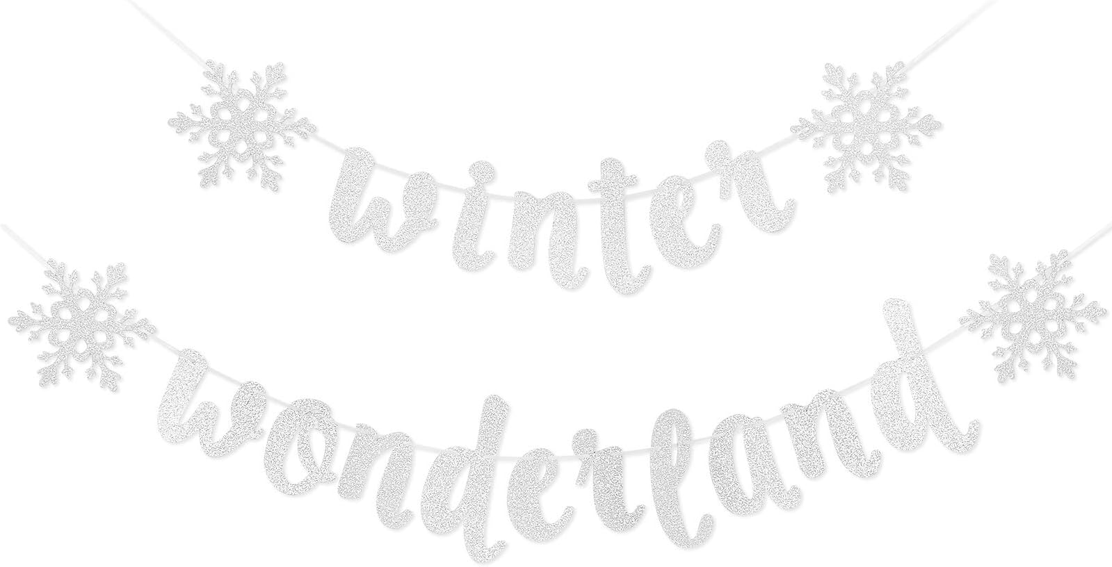 Amazon.com: 3 Pack White Glitter Snowflake Banner - Christmas Decor ...