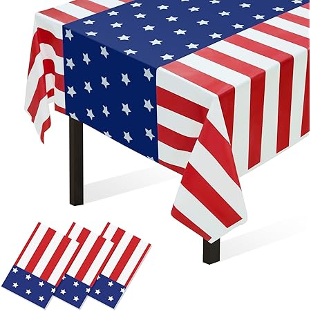 Amazon.com: 3 Pack Patriotic Tablecloth, Disposable Plastic Tablecloth ...