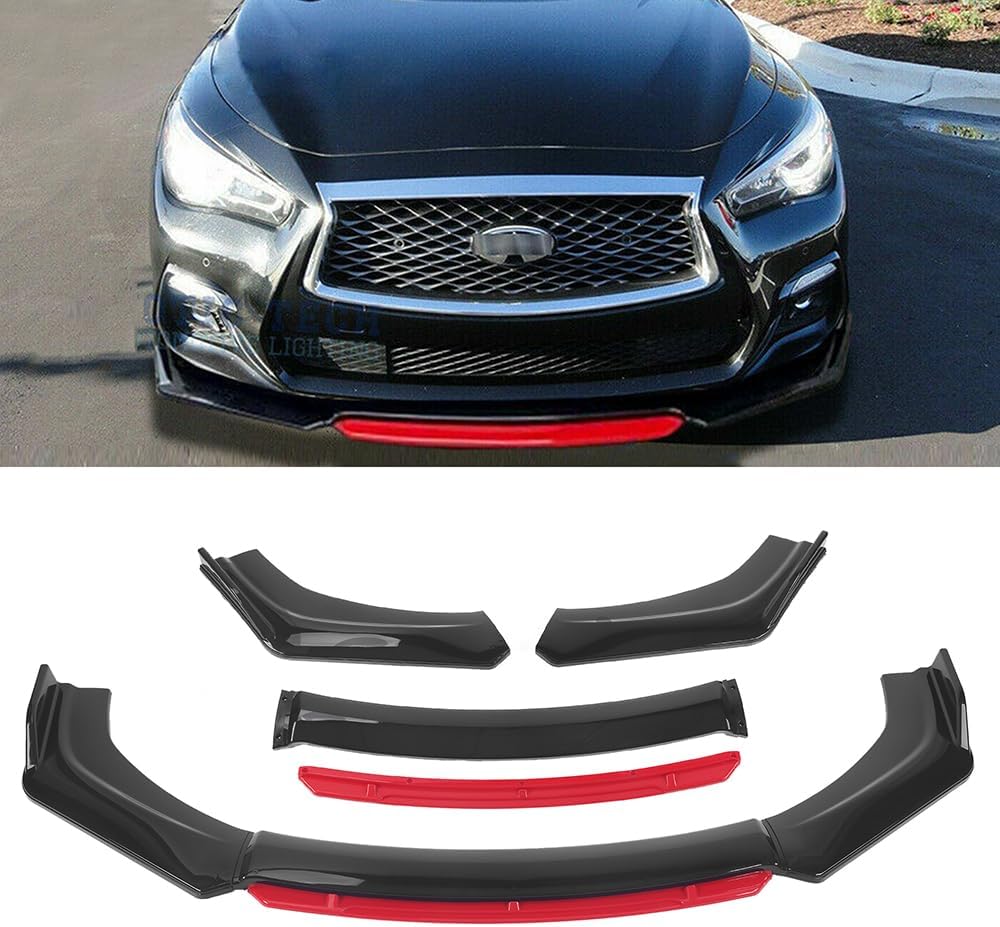 Amazon.com: Car Universal Front Bumper Lip 4pcs Body Kit Chin Spoiler ...