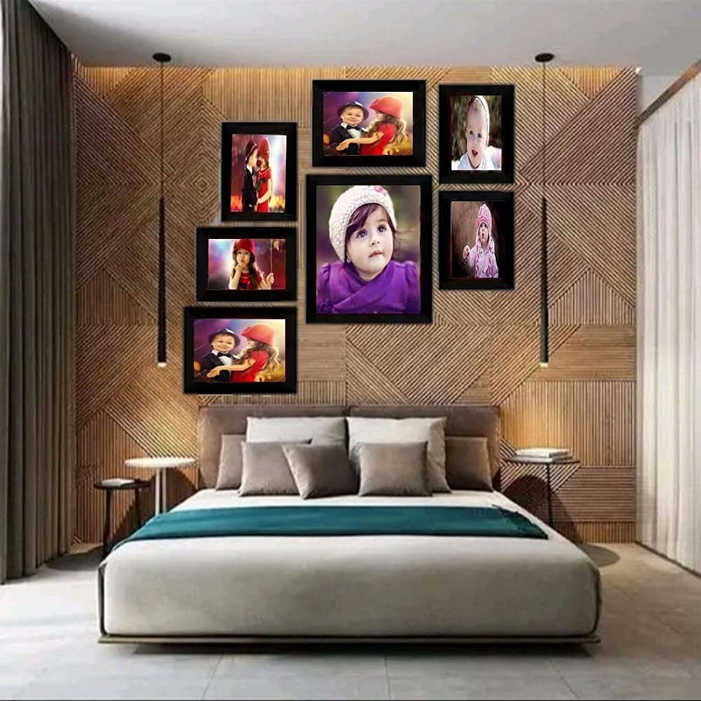 Jacky Chain Glasa Wood MDF Collage Photo Frames (Set of 7, Wall Hanging ...