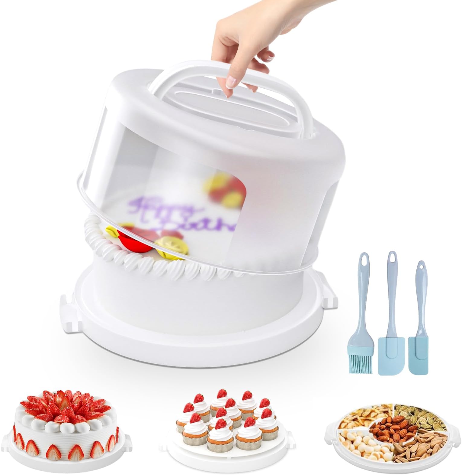 Amazon.com: yayyayer Cake Carrier with Lid and Handle,10'' Multipurpose ...