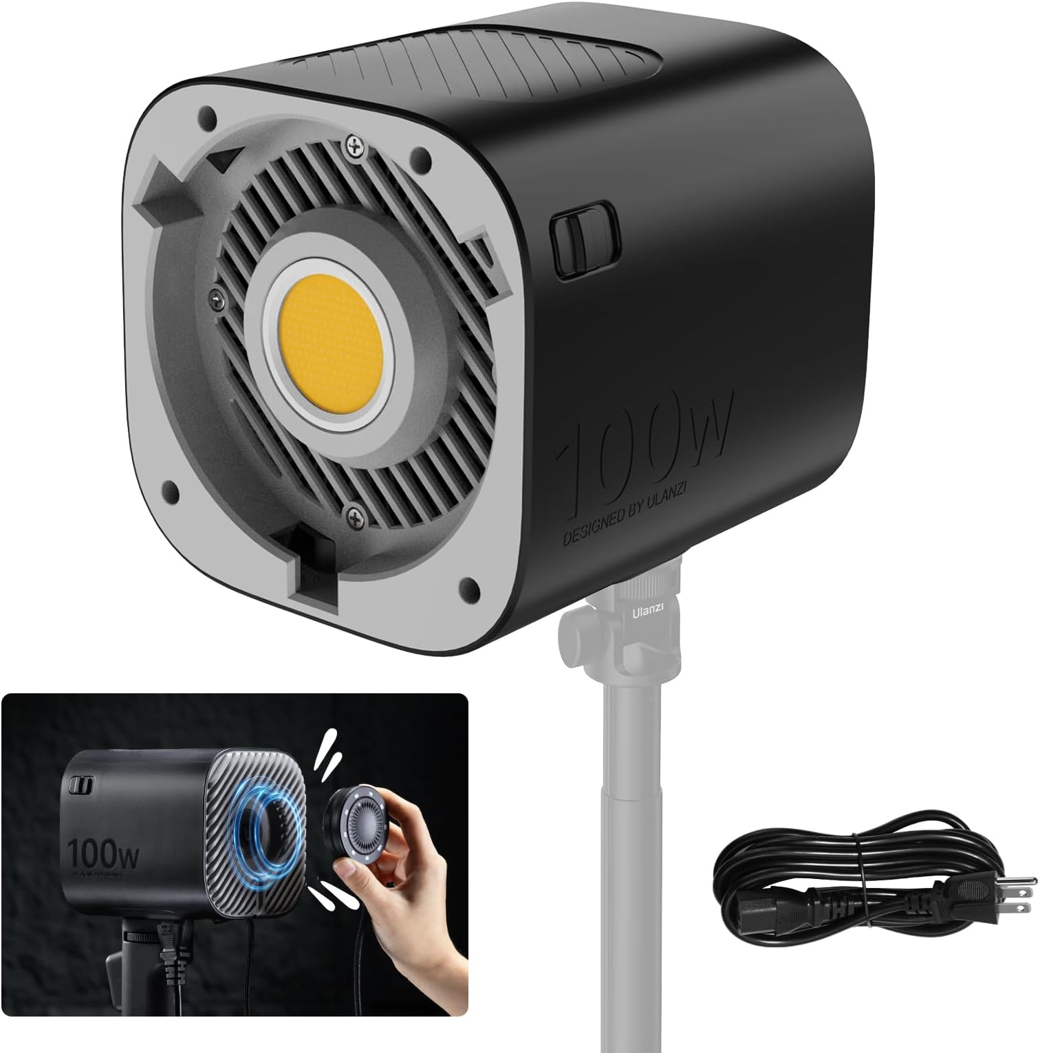 ULANZI VIJIM 100W LED Video Light, Portable COB Continuous Output ...