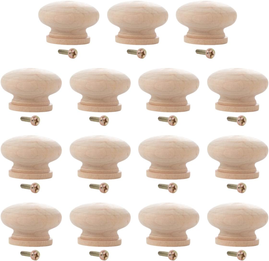 Healifty 15pcs Drawer Knobs and Pulls Wooden Round Shaped Drawer ...