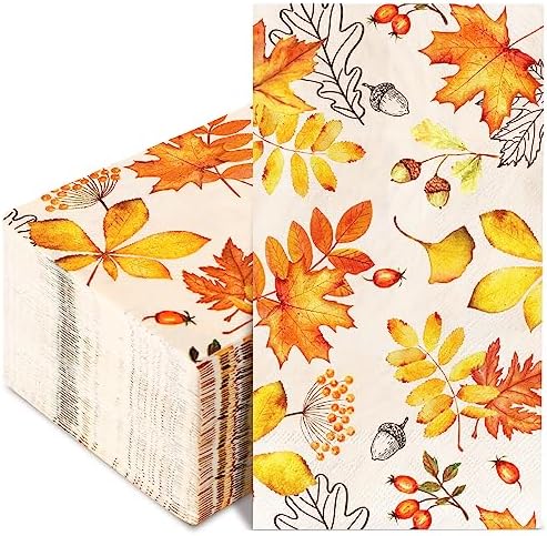 Amazon.com: AnyDesign 80 Pack Fall Guest Napkins Autumn Maple Leaves ...