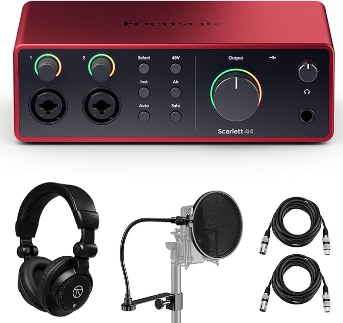 Amazon.com: Focusrite Scarlett 4i4 4th Gen USB Interface with Software ...