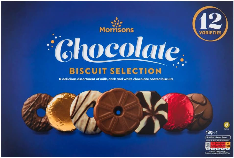 Morrisons Milk, Dark & White Chocolate Biscuit Assortment, 450g ...