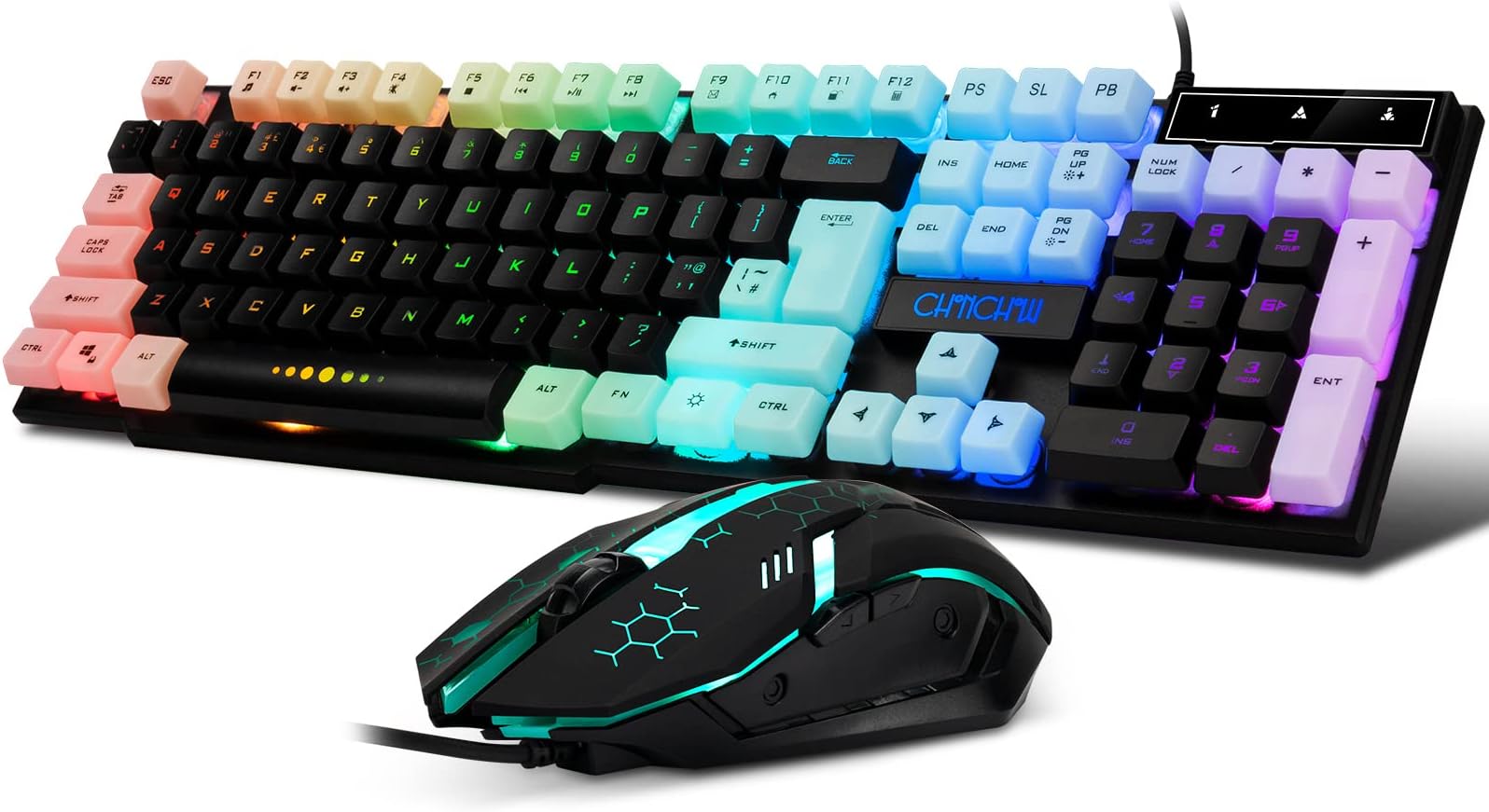 Amazon.com: CHONCHOW Gaming Keyboard and Mouse Combo,USB Wired 104-Keys ...