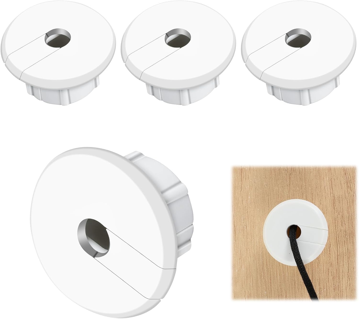 4 Pack White Wall Grommet, Compatible Cable Hole Cover, 1 inch Wall ...