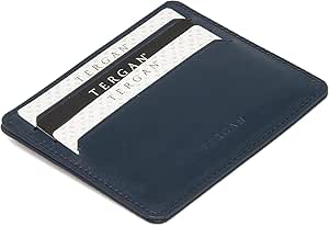 Amazon.com: TERGAN Leather Minimalist Slim Wallet Card Holder Genuine ...