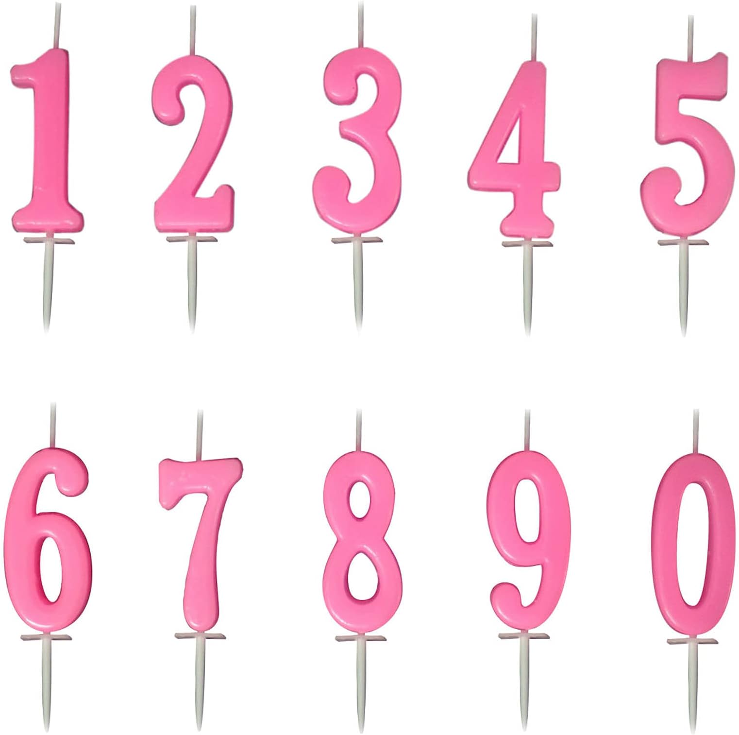 Amazon.com: 10 Pieces Birthday Numeral Candles, Cake Numeral Candles ...