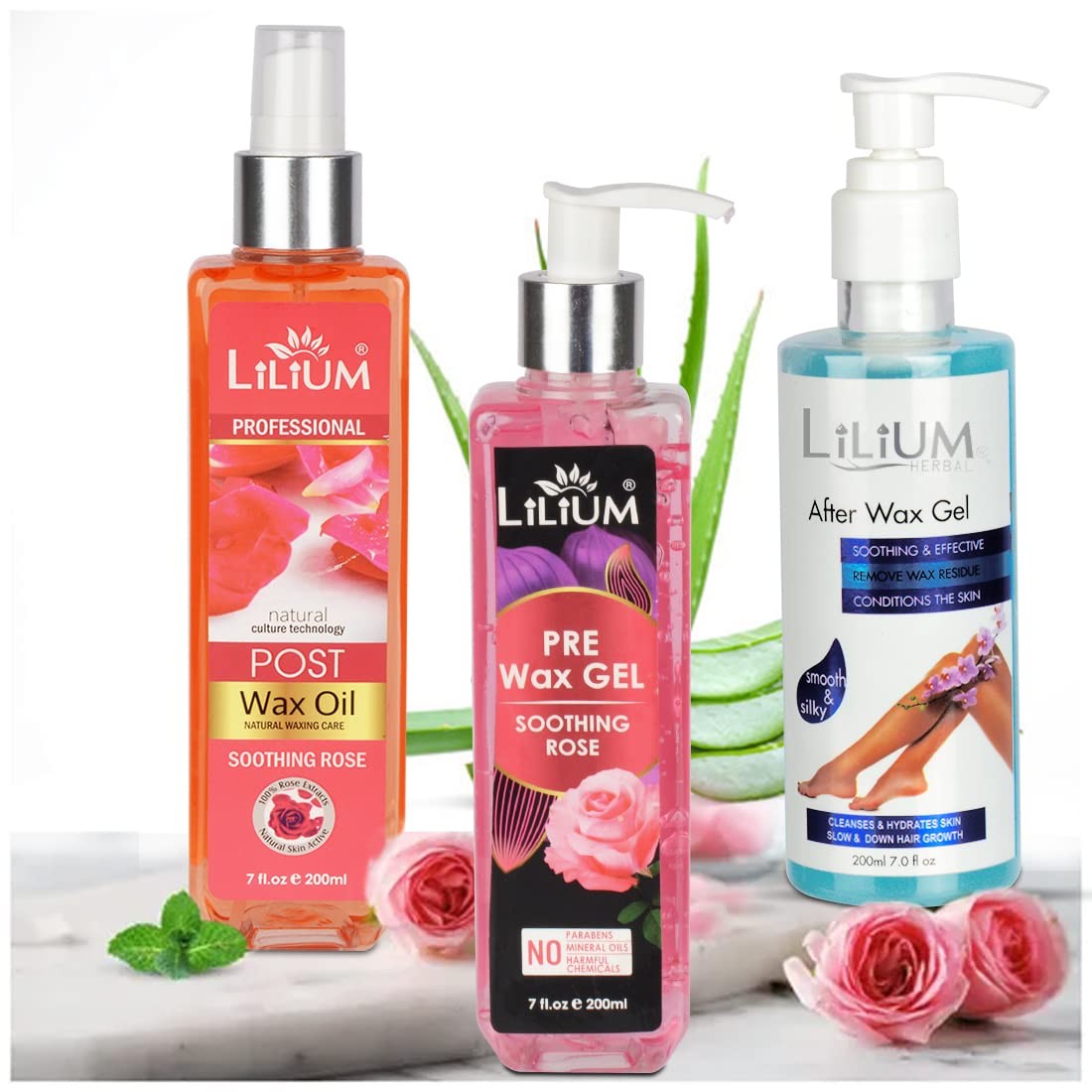 Lilium Pre Wax Gel & After Wax Gel With Post Wax Oil, 200ML Each | For ...