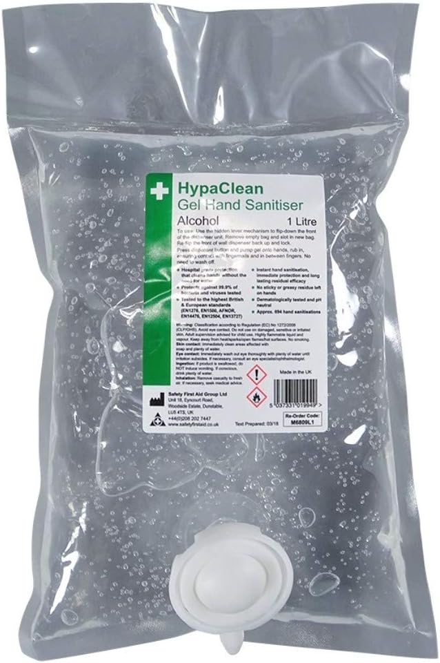 Safety First Aid Group HypaClean Alcohol Hand Sanitiser Gel Refills x 6 ...
