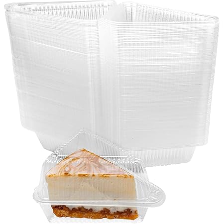 Amazon.com: 25 Cake Slice Containers with Lids | Hinged Medium ...