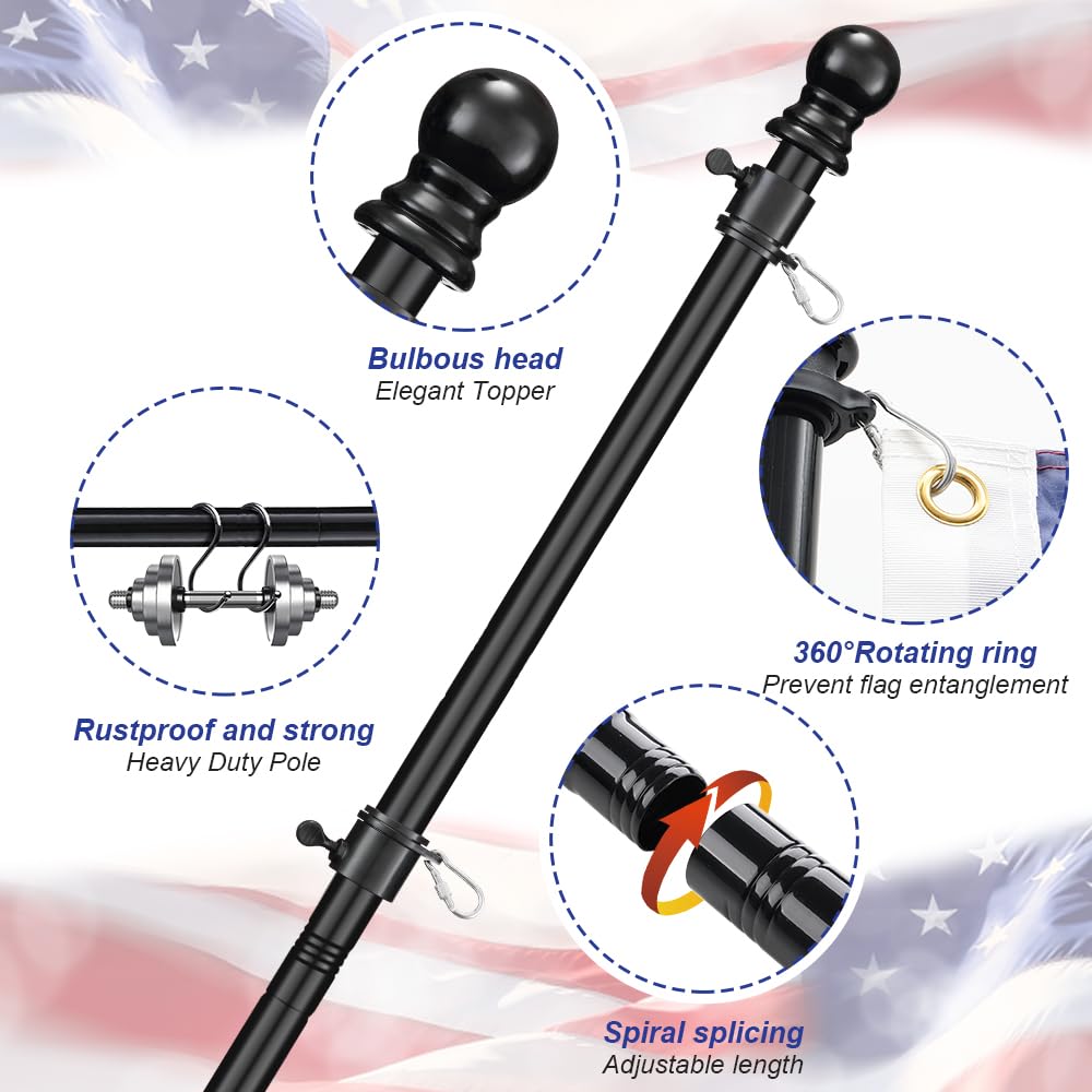 Snapklik.com : Ihomepark 6FT Flag PoleTangle Free Stainless Steel ...