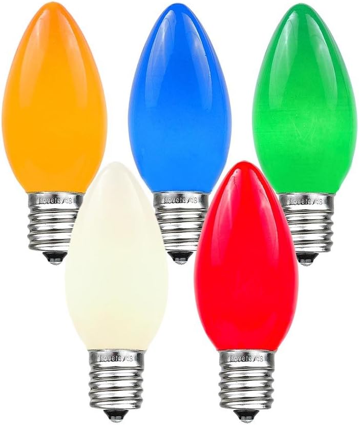 Creative Hobbies 25 Pack C7 Multicolor Christmas Light Bulbs - 7W ...