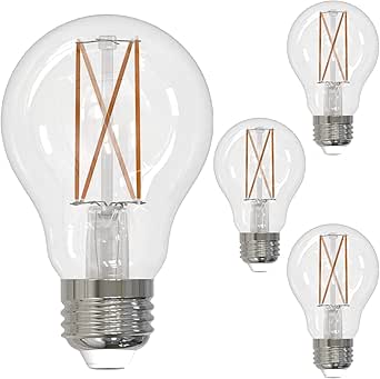 Diodesy- Pack of 4 LED8A19/27K/FIL/3/JA8 A19 LED Filament Light Bulb ...