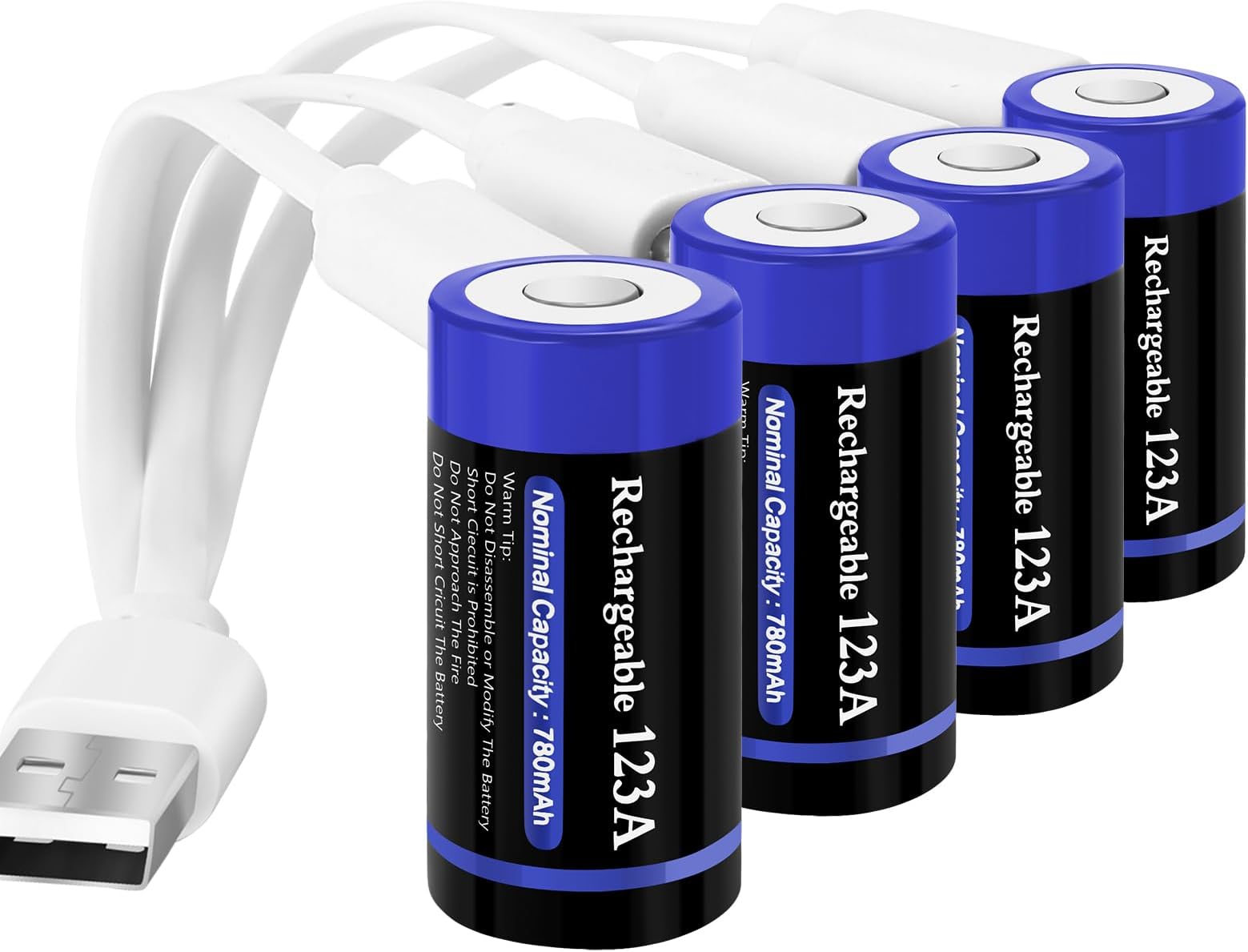 Amazon.com: wowpower 4 Pack USB Rechargeable 123A Batteries with 4 in 1 ...
